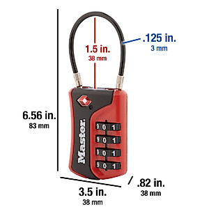 Master Lock 4697D Set Your Own Combination TSA Approved Luggage Lock, 1 Pack, Colors May Vary