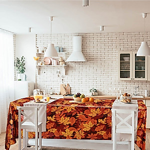 Ruisita 2 Pack Fall Leaf Tablecloth Table Cover Plastic Autumn Thanksgiving Tablecloth Maple Leaves Table Cloth Table Cover 108 x 54 Inches for Harvest Fall Thanksgiving Parties Decor