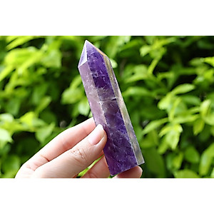 LAIDANLA Amethyst Healing Crystals Wands 3.5-4" Polishing Natural Reiki Energy Wand Stone Hexagonal Point Large Crystal Gemstones for Meditation Therapy Crystal Grid Decoration 1Pcs