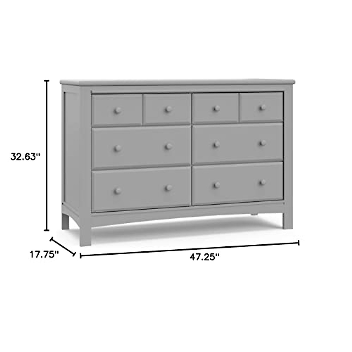 Graco Benton 6 Drawer Double Dresser (Pebble Gray) – Easy New Assembly Process, Universal Design, Durable Steel Hardware and Euro-Glide Drawers with Safety Stops, Coordinates with Any Nursery