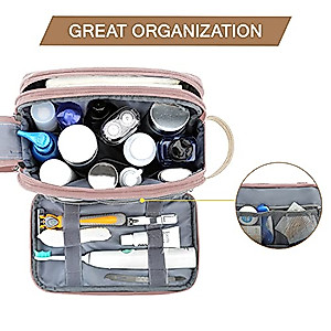 BAGSMART Toiletry Bag for Women, Cosmetic Makeup Bag Organizer, Travel Bag for Toiletries, Dopp Kit Water-resistant Shaving Bag for Accessories, Pink-Medium