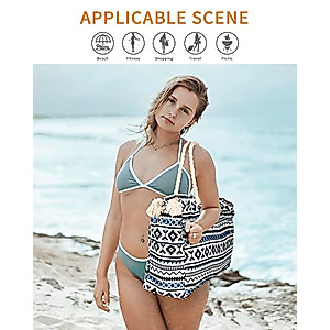 LIVACASA Extra Large Thickening Waterproof Beach Bags for Women Men, Travel Tote Bag with Zipper Sandproof Beach Tote Bag