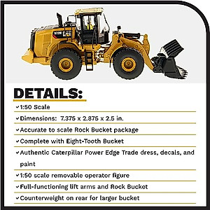 Diecast Masters 1:50 Caterpillar 972M Wheel Loader | High Line Series Cat Trucks & Construction Equipment | 1:50 Scale Model Diecast Collectible | Diecast Masters Model 85927