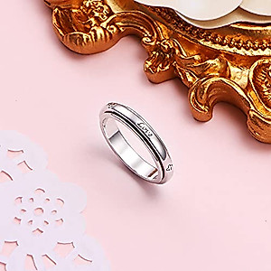 S925 Sterling Silver Spinner Fidget Anxiety Worry Relieving Boredom ADHD Autism Band Rings Faith Hope Love Cross