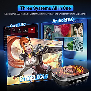 Kinhank Super Console X4 Plus video Game Console with 90000+Games, EmuELEC 4.6/Android 11.0/CoreE，Retro Game Console Compatible with Most Emulators,S905x4,8K UHD Display