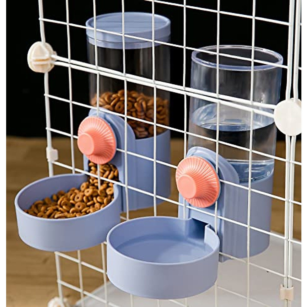 Kenond 40oz Hanging Automatic Pet Food Water Dispenser, Auto Gravity Pet Feeder and Waterer Set, Cage Cat Food Bowl Dog Feeding Station for Puppy and Kitten Rabbit Chinchilla Hedgehog Ferret …