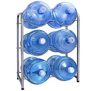 Iococee 5 Gallon Water Bottle Holder, Water jug Holder Rack 3-Tier, Water Cooler Jug Rack for 6 Bottles, 5 Gallon Water Bottle Storage Rack Heavy Duty, with Floor Protection for Home, Office