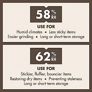 Boveda 58% Two-Way Humidity Control Pack For Storing 1 lb – Size 67 – Single – Moisture Absorber for Storage Containers – Humidifier Pack – Individually Wrapped Hydration Packet – Less Sticky