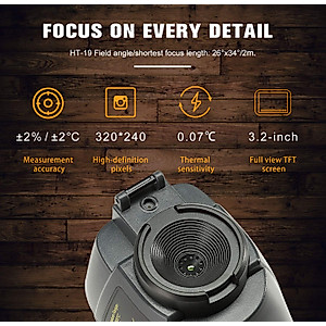Hti-Xintai Higher Resolution 320 x 240 IR Infrared Thermal Imaging Camera. Model HTI-19 with Improved 300,000 Pixels, Sharp 3.2in Color Display Screen, Battery Included. Lightweight Comfortable Grip.