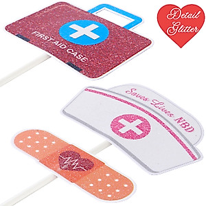 36pcs Nurse Cupcake Toppers Nurse Graduation Party Cake Decoration Medical Rn Party Supplies Favors for Nursing Party Nurse Grad Theme Party Baby Shower Birthday Party