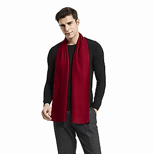 Glen Mila Mens Classic Winter Scarf Cashmere Winter Scarves Long Plain Fashion Formal Soft Scarf for Men