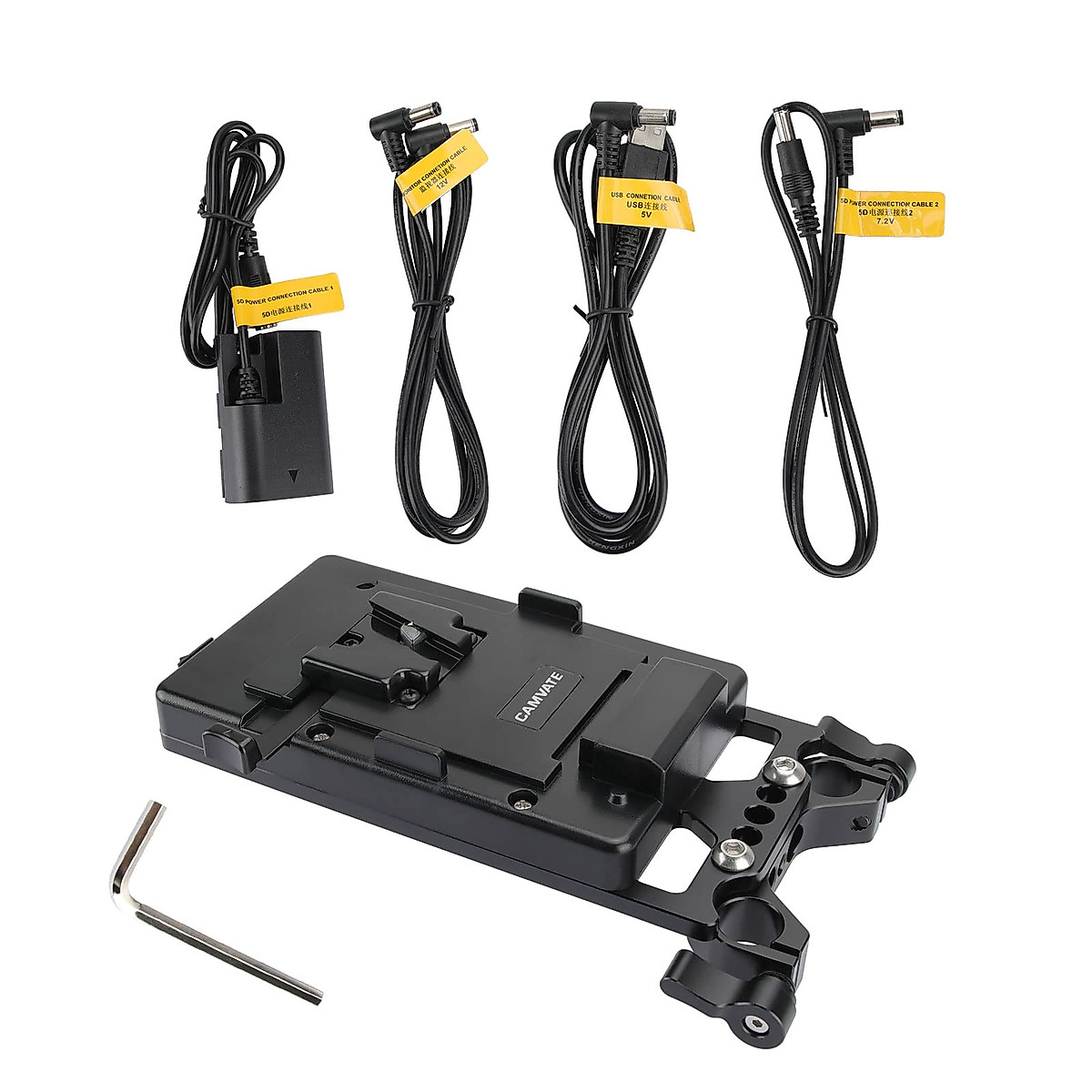 CAMVATE V Lock Mounting Plate Power Supply Splitter with 15mm Rod Clamp - 1524