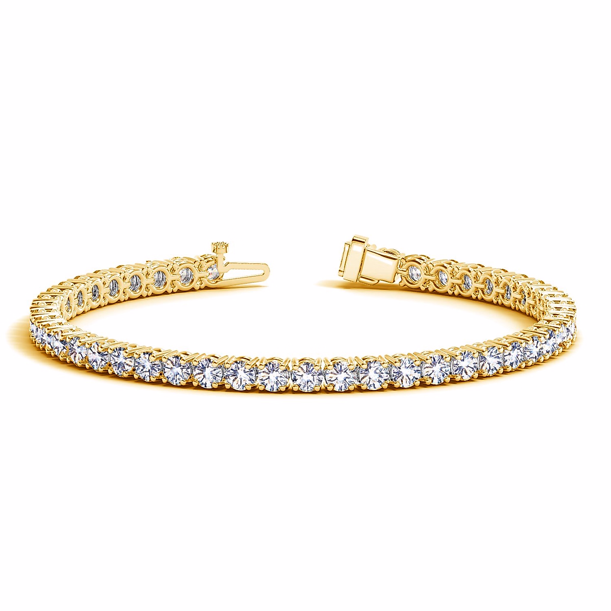 Houston Diamond District 5 Carat Classic Round Diamond Tennis Bracelet 14K Yellow Gold Value Collection