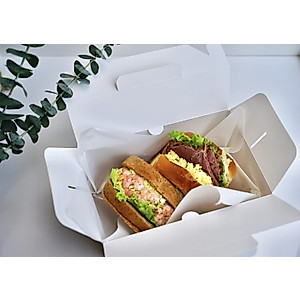 PandaPanda gable boxes (50 pcs) with handle (8.3 * 5.1 * 4.5 inches) for foods, gifts and party favors (100 oz) environment friendly