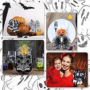 AnyDesign 30 Yards Halloween Wired Edge Ribbon 5 Roll Spooky Boo Ghost Spider Wed Checks Decorative Ribbon Black White Halloween Craft Fabric Ribbon for Wreath Bow Making DIY Gift Wrapping Supplies