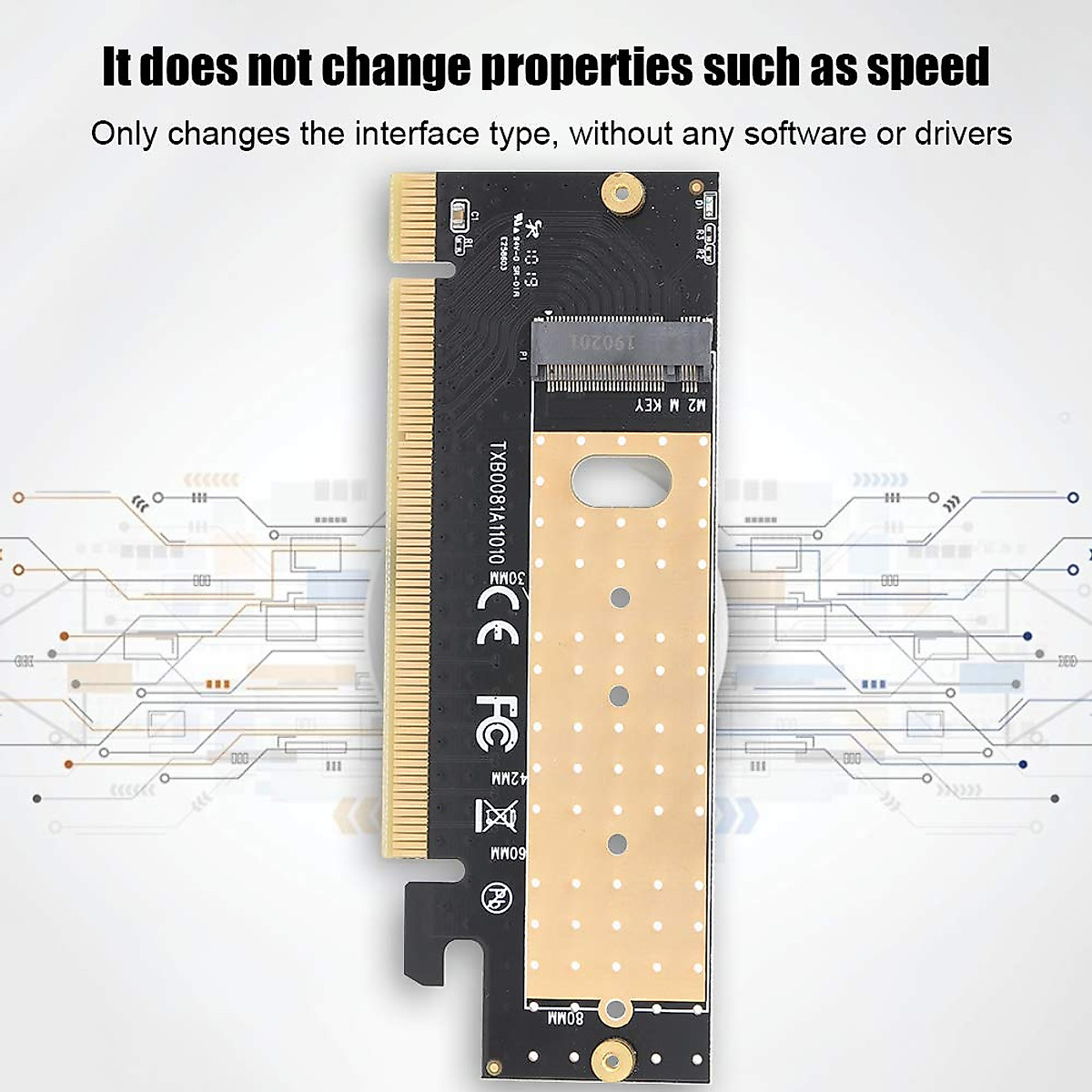 Shanrya Adapter Card, M Key M.2 to PCIE3.0 x16 SSD, PCI Express 16x Stable Performance for Hard Drives Computer