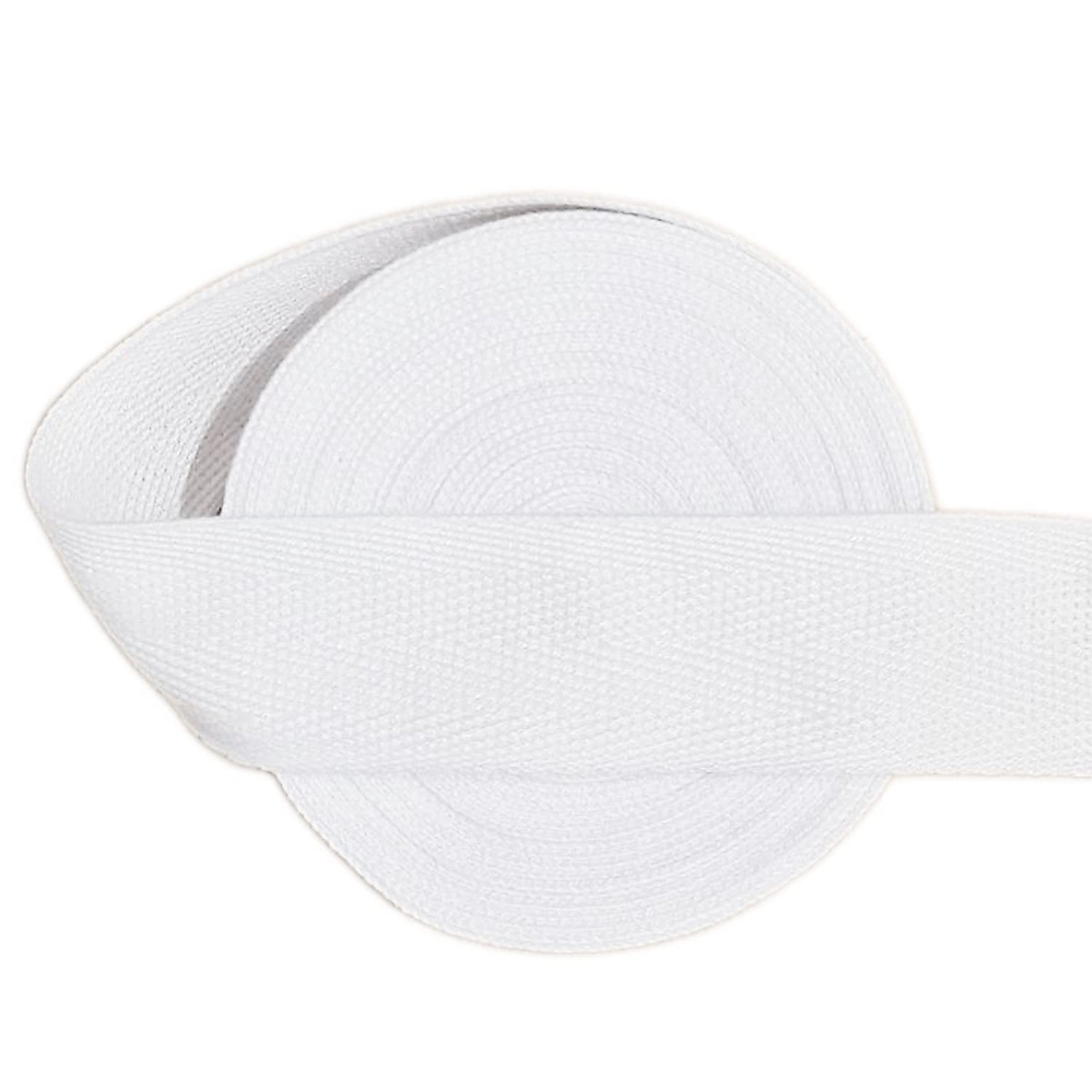 Losita 1 inch X 5 Yards Natural Cotton Twill Tape Herringbone Soft Fabric Webbing Strap Ribbon, Bias Binding for Sewing Gift Wrapping DIY Cloth Bag Holders Blanket Edge Supplies (White)