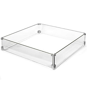 Barton 29.5" x 29.5" Outdoor Fire Pit Wind Guard Tempered Thickness Glass Flame Guard Fence Fire-Resistant Wind Screens Kit