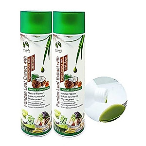 Fresh Vanilla of the East, Natural Asian Gourmet Baking Ingredient, Natural Flavor, Natural Color Chlorophyll of Pandan Leaf Extract With Virgin Coconut Milk Concentrate (200g) 2 Bottles