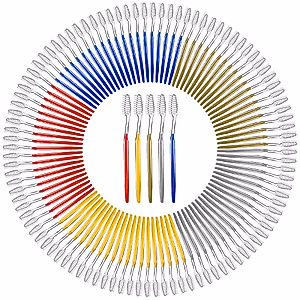 fafortune Disposable Toothbrushes,Toothbrushes Individually Wrapped,Toothbrushes in Bulk Individually Wrapped for Hotel,Air Bnb,Shelter/Homeless/Nursing Home/Charity/Church 5 Colors (100 PCS)