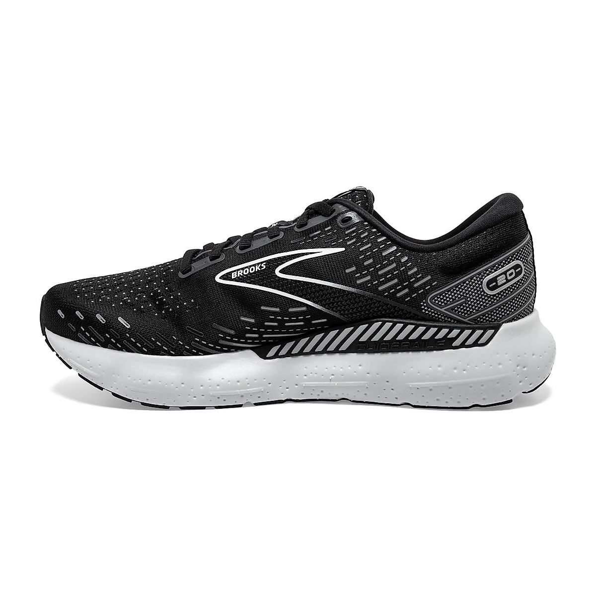 Brooks Men's Glycerin GTS 20 Supportive Running Shoe - Black/White/Alloy - 11 Medium