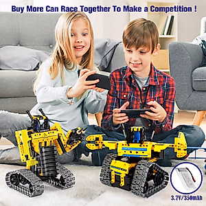 LECPOP 5 in 1 Building Toys STEM Robotics Kit, 430 PCS Blocks RC Robot Erector Sets, APP & Remote Control Excavator Science Kits for Kids Age 6 7 8 9 10 11 12-14, DIY Educational Gift for Boys & Girls