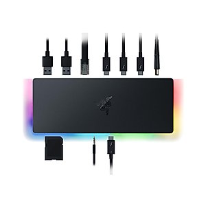 Razer Thunderbolt 4 Dock: 10 Ports in 1 - Dual 4K or Single 8K Video Output - USB A and C Hub, 2.5 GbE Thunderbolt 3, Mac, and PC Compatible - Thunderbolt 4 Certified - Passthrough Charging - Chroma