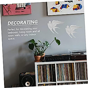 Metal White Sparrow Wall Decor: Large Flying Bird Wall Art Swallow Wall Mount Hanging Figurine 3D Aninal Sculptures for Garden Home Bedroom Living Room