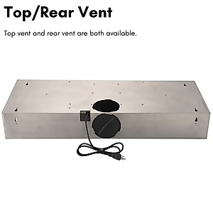 Slim Under Cabinet Range Hood in Stainless Steel, 36 Inch, Ducted Ductless Convertible Kitchen Hood, Dual-motor Exhaust Fan, Top and Rear Vent, 3-Speed, LED Lights, HTH HTHOMEPROD