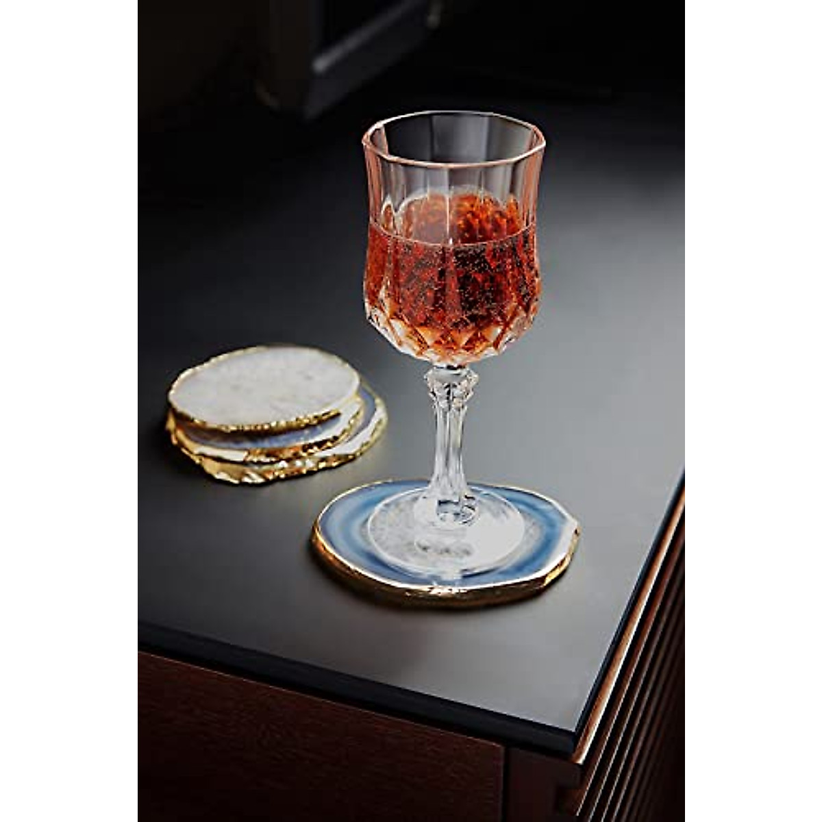 Brazilian Agate Coasters | Natural Agate Gemstone | Housewarming Gift | Geode Coaster | Perfect Home Gift | Crystal Coasters | Wedding Gifts | Drink Coasters | Coaster Set by Animal Purity (White)