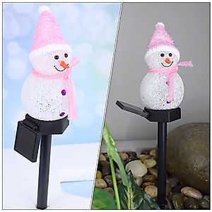 NUOBESTY 1pc Christmas Solar Christmas Night Light Christmas Pathway Markers Snowman Landscape Light Exterior Solar Powered Lights Creative Lawn Light Outdoor Ground Plug