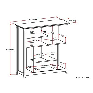 SIMPLIHOME Amherst SOLID WOOD 44 Inch Transitional Multi Cube Bookcase and Storage Unit in Light Golden Brown, For the Living Room, Study Room and Office