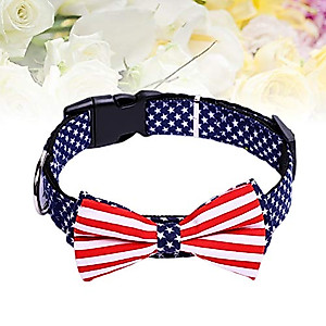 Pet Dog Collar, American Flag Dog Collar, Creative Bowknot Pet Ring, Comfortable Dog Cat Personalized Collars Bowtie for Large, Medium, Small Dogs - Size M (Size : Medium)