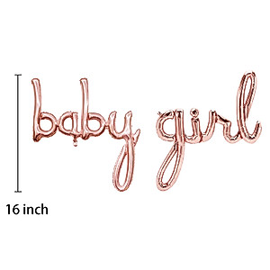 Tellpet Baby Girl Balloons, Baby Shower Decorations for Girl, Rose Gold Girl Letter Balloon Banner