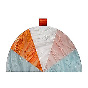 WuYangSto Acrylic Clutch Purse,Semicircle Colorful,Women's Evening Bag For Weddings Party Prom (Gold)