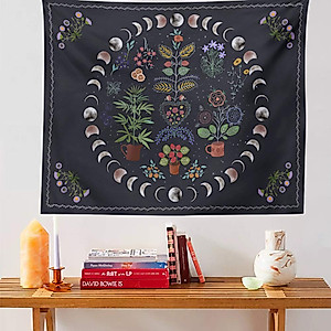 XGXL Botanical Moon Phase Tapestry - Floral Plants Boho Tapestry Wall Hanging Bohemian Mandala Wall Tapestry for Bedroom Aesthetic Home Dorm