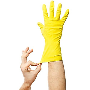 SteadMax 3 Pack Yellow Cleaning Dish Gloves, Professional Natural Rubber Latex Dishwashing Gloves, Reusable Kitchen Dishwasher Gloves Medium Size (3 Pairs) (Pack of 1)