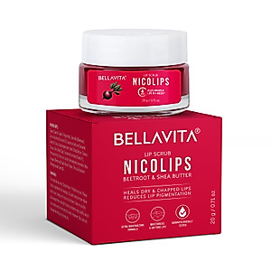 Bella Vita Organic NicoLips Lip Scrub Balm For Lightening & Brightening Dark Lips For Men & Women, 20g