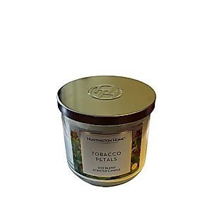 Huntington Home Soy Blend Scented Candle All Scented, 3 Wicks 45/60 Hours (Tobacco Petals))