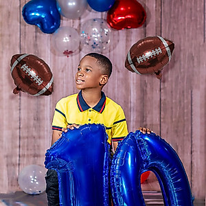 Deermon Super 12 Pack 20 Inches American Football Rugby Mylar Foil Balloons, Sports Themed Brown Football Decoration Party Helium Aluminum Balloon