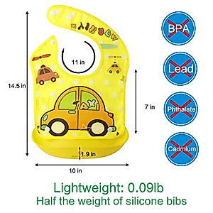Amplim Baby Feeding Bib (3-Pack) Toddler/Baby Bibs for Eating. Waterproof, Adjustable, Lightweight. Eco-friendly PEVA material. BPA, Lead, Phthalate, Cadmium free