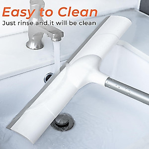 Floor Squeegee 50" Long Handle Rubber Squeegee Broom for Garage Concrete Shower Tile Pet Hair Deck Heavy Duty Floor Wiper Water Squeegee