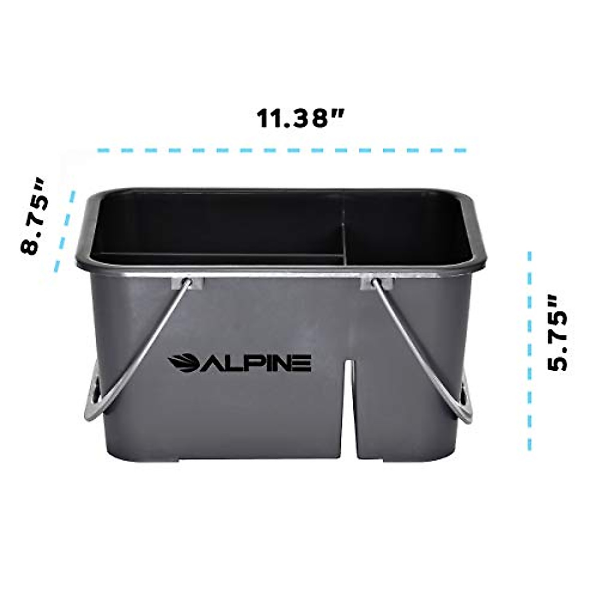 Alpine Industries 4 Compartment Plastic Cleaning Caddy – Heavy Duty Divided Cleaner & Tools Bucket for Sanitizing Commercial Bathroom Floors & Windows