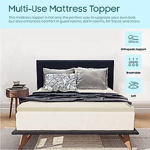 Zutan 1-inch Comfortable Convoluted Egg Shell Breathable Foam Bed Topper | Help Reduce Back Pain and Improve Sleeping Posture, Relaxing Orthopedic Matress Toppers with Optimum Support, Twin, White