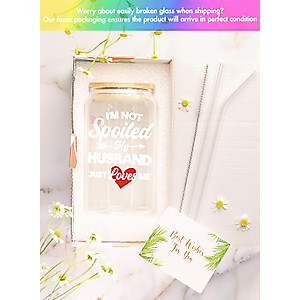 NewEleven Christmas Gifts For Wife From Husband - Romantic Anniversary Wedding Gifts For Wife, Her From Husband - Best Presents Idea For Wife, Women - 16 Oz Coffee Glass