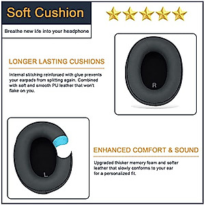 Headphones Replacement Earpads for Audio-Technica ATH-SR9/ ATH-DSR9BT/ ATH-WS990BT, Ear Pad Replacement Cushions with Protein Leather & Memory Foam