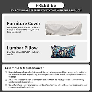 Outdoor Wicker Sofa Patio Rattan Garden Conversation Couch Furniture with Royal Blue Anti-Slip Cushions and Furniture Cover