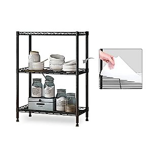 SsngygHme 3 Tier Storage Shelf Wire Shelving Unit Storage Rack Metal for Kitchen Organization, with Leveling Feet, Black (3 Tier)