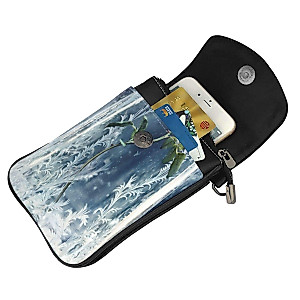 Perfect Gift - Stylish Beauty The Beast Rose Cell Phone Purse Wallet Big Pocket Small Crossbody Bags Adjustable Shoulder Strap Cellphone Pouch With Card Slots