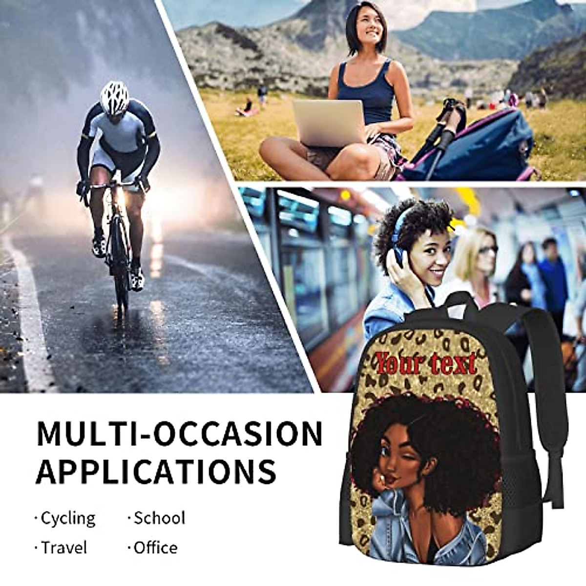 Exgunly Custom Backpack, Custom Personalized Text Picture Backpack, Customize Travel Backpack for Men Women,17In Casual Backpack, Black